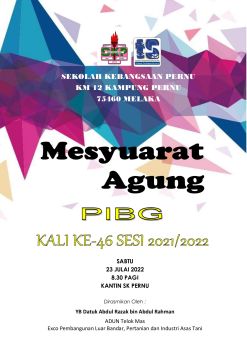 Buku Program Mesyuarat Agung PIBG SK Pernu Kali ke-46 Sesi 2021/2022 ...
