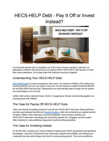 HECS-HELP Debt - Pay It Off or Invest Instead_