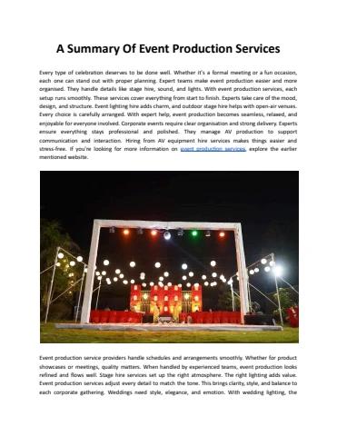 A Summary Of Event Production Services
