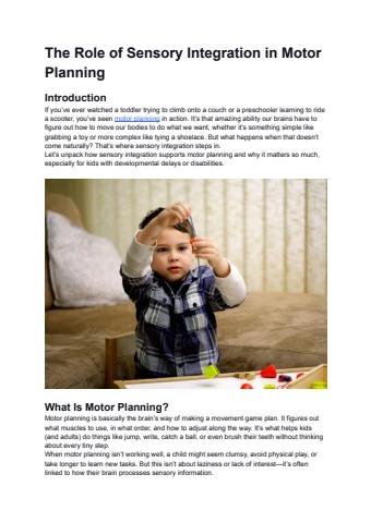 The Role of Sensory Integration in Motor Planning