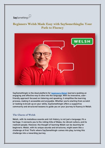 Beginners Welsh Made Easy with SaySomethingIn: Your Path to Fluency ...