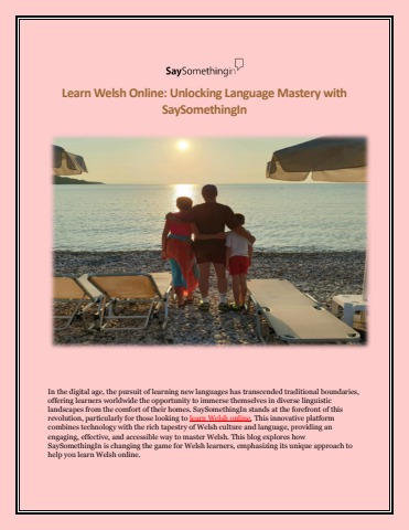 Learn Welsh Online: Unlocking Language Mastery with SaySomethingIn ...