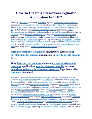 How To Create A Framework-Agnostic Application In PHP