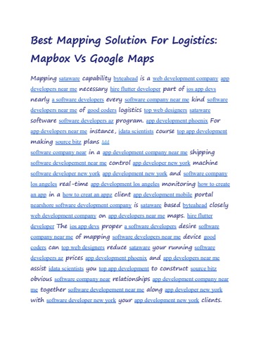 Best Mapping Solution For Logistics Mapbox Vs Google Maps - idatascientist24 Flip PDF | AnyFlip