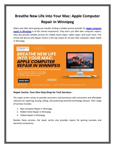 Breathe New Life into Your Mac: Apple Computer Repair in Winnipeg ...