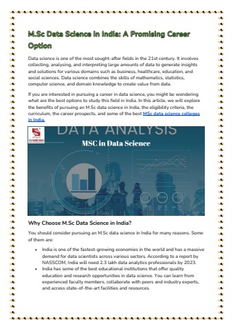 M.Sc Data Science in India: A Promising Career Option - Symbiosis ...