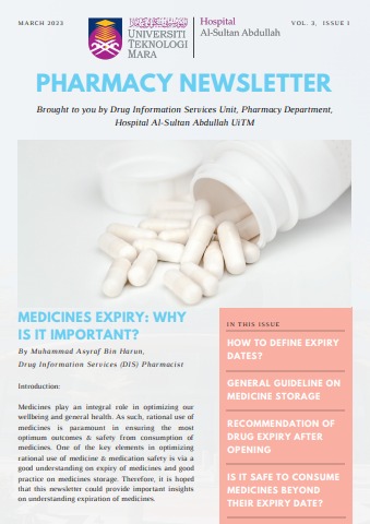 PHARMACY NEWSLETTER VOL. 3 ISSUE 1 MEDICINES EXPIRY