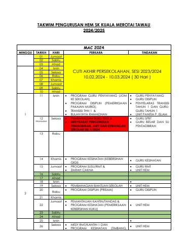 TAKWIM HEM SKKMT 2024 2025 - SURIA BINTI ISA Moe Flip PDF | AnyFlip