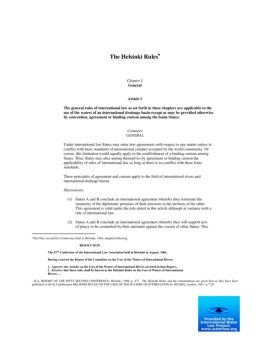 The Helsinki Rules - International Water Law - Guset User Flip PDF ...