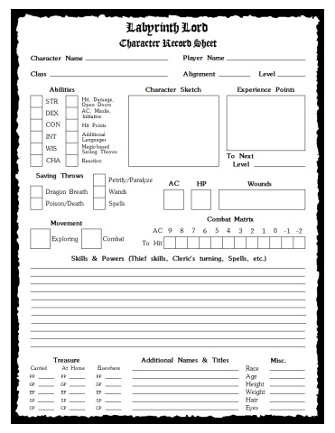 Labyrinth Lord Character Sheet - Capn_Ragnar Flip PDF | AnyFlip