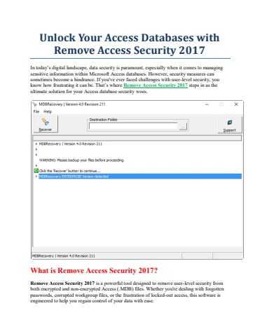 Unlock Your Access Databases with Remove Access Security 2017