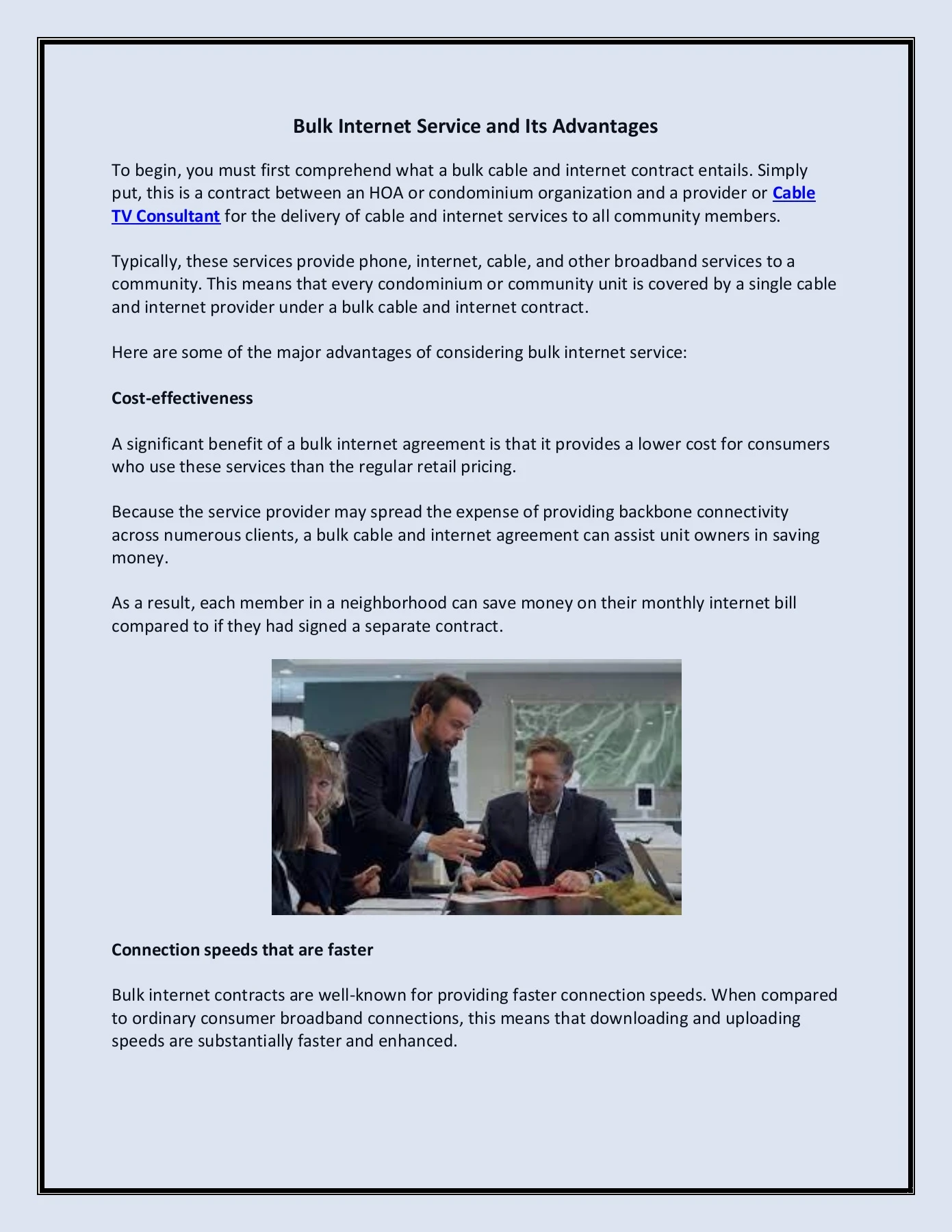 Comcast Bulk Services Agreement