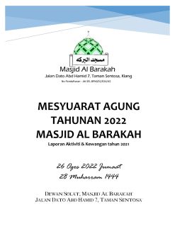 Mesyuarat Agung Masjid Al Barakah 2022 - Masjid Al Barakah 2019-2020 Flip PDF | AnyFlip