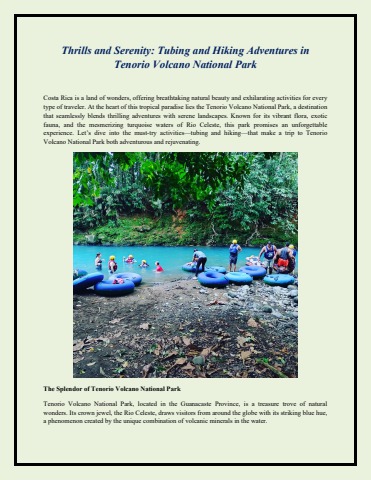 Thrills and Serenity Tubing and Hiking Adventures in Tenorio Volcano ...