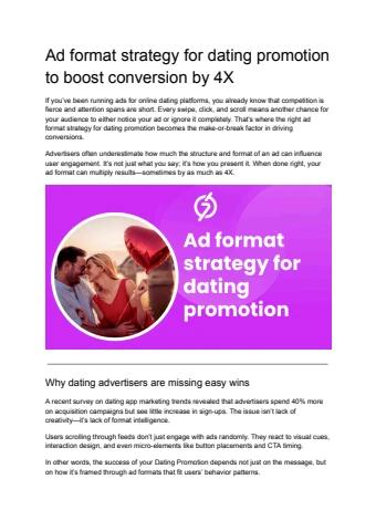 Ad format strategy for dating promotion to boost conversion by 4X
