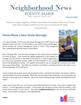 Pointe-Marie Neighborhood News - September 22 - leanne Flip PDF | AnyFlip