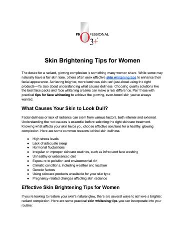 Skin Brightening Tips for Women