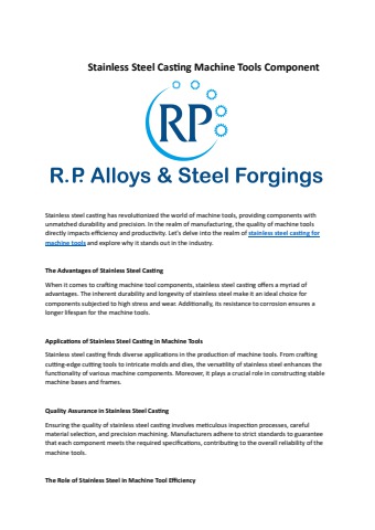 Stainless Steel Casting Machine Tools Component - rpalloys1 Flip PDF ...