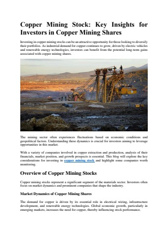 Copper Mining Stock: Key Insights for Investors in Copper Mining Shares ...