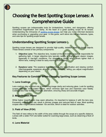 Choosing the Best Spotting Scope Lenses: A Comprehensive Guide