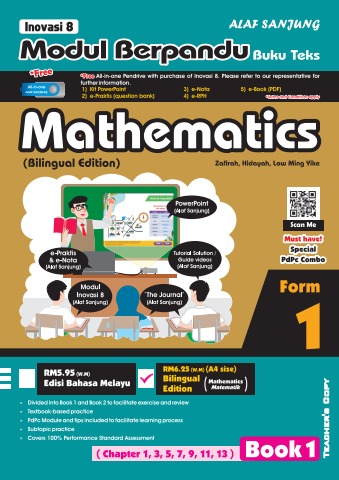 Inovasi 8 Modul Berpandu Buku Teks Mathematics Form 1 (Book 1) Jawapan