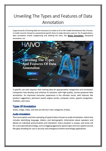 Unveiling The Types and Features of Data Annotation - Haivo Annotation ...