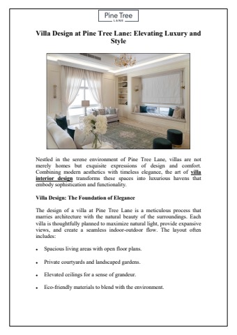 Villa Design at Pine Tree Lane: Elevating Luxury and Style