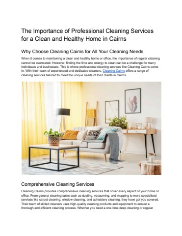 The Importance of Professional Cleaning Services for a Clean and ...