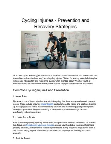 Cycling Injuries - Prevention and Recovery Strategies