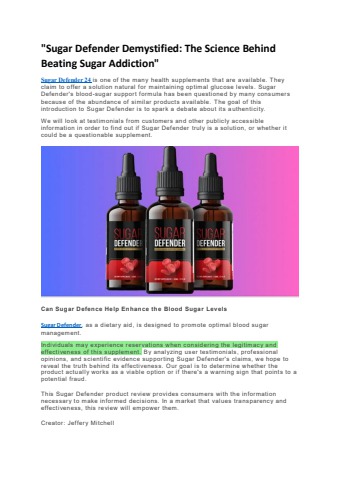 "Sugar Defender Demystified: The Science Behind Beating Sugar Addiction ...