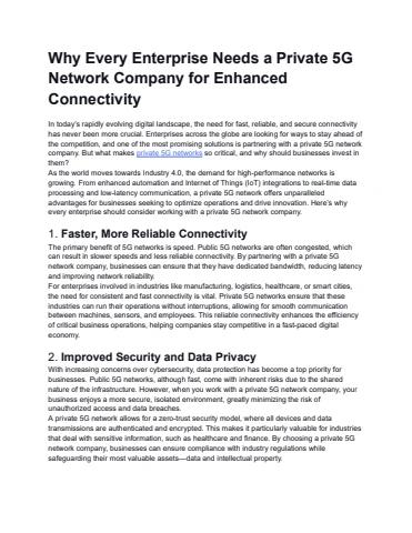Why Every Enterprise Needs a Private 5G Network Company for Enhanced ...
