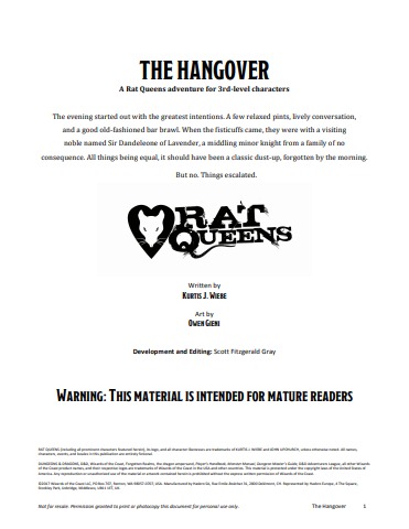 5th Edition - Rat Queens - The Hangover - Halls of the Nephilim