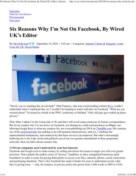 Six Reasons Why I’m Not On Facebook, By Wired UK’s Editor - Guset User ...