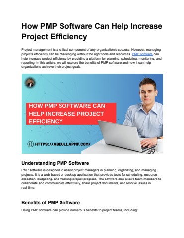 How PMP Software Can Help Increase Project Efficiency - Abdulla PMP ...