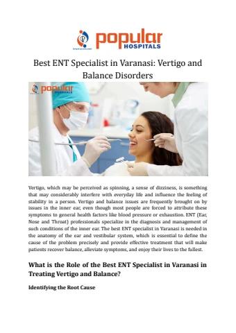 Best ENT Specialist in Varanasi: Vertigo and Balance Disorders