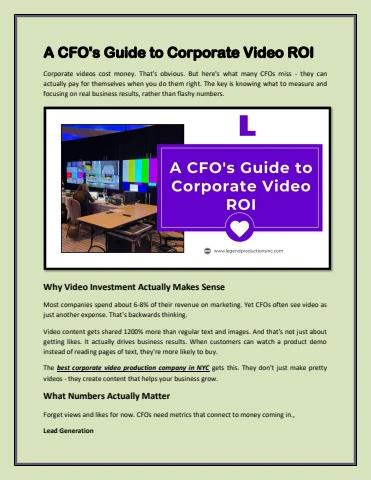 A CFO's Guide to Corporate Video ROI