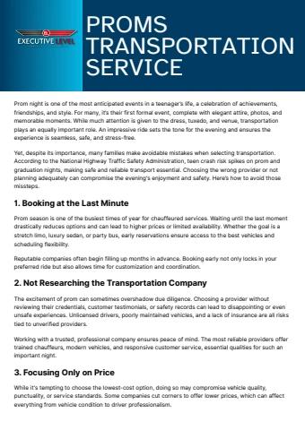 Prom Transportation by Executive Level Transportation