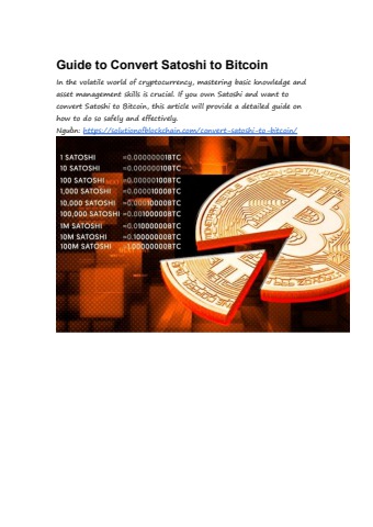 Guide to Convert Satoshi to Bitcoin