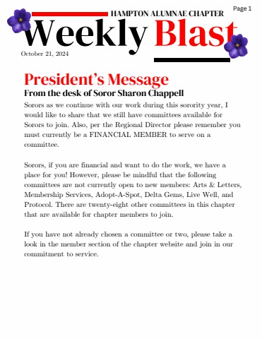 Weekly Blast - October 21, 2024