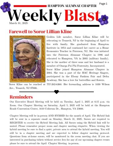 Weekly Blast - March 31, 2025