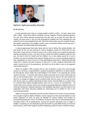 Ra(h)ul’s Split-personality Disorder - BS Murthy Flip PDF | AnyFlip