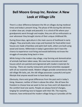 Bell Moore Group Inc. Review: A New Look at Village Life - pedrowalls ...