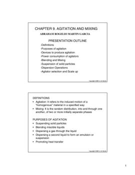 CHAPTER 9. AGITATION AND MIXING - Chemical Engineering - Guset User ...