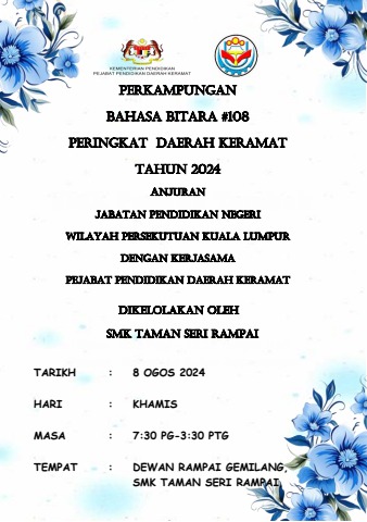 BUKU PROGRAM PERKAMPUNGAN BAHASA BITARA (PERINGKAT DAERAH KERAMAT ...