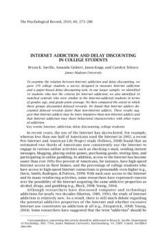 Internet Addiction and Delay Discounting in College Students - Guset ...