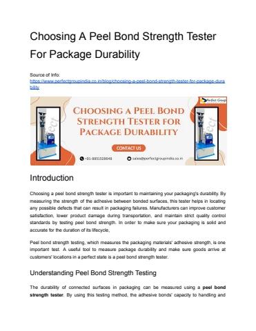 Choosing A Peel Bond Strength Tester For Package Durability