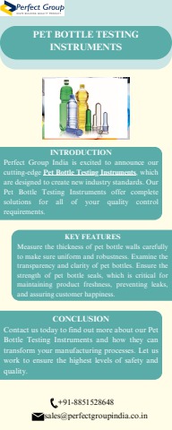 Pet bottle testing instruments | Perfect Group India - itnseo63 Flip ...