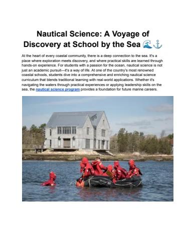 Nautical Science_ A Voyage of Discovery at School by the Sea