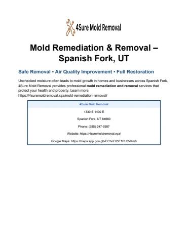Mold Remediation & Removal in Spanish Fork, UT – 4Sure Mold Removal