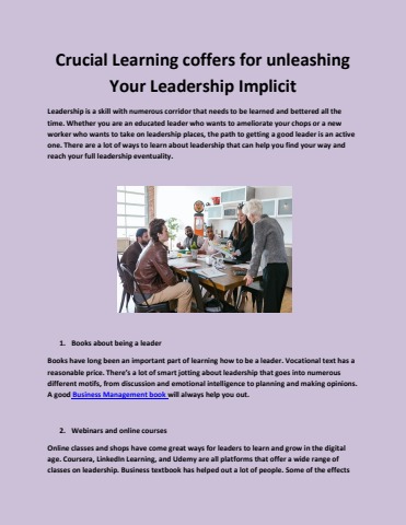 Crucial Learning coffers for unleashing Your Leadership Implicit